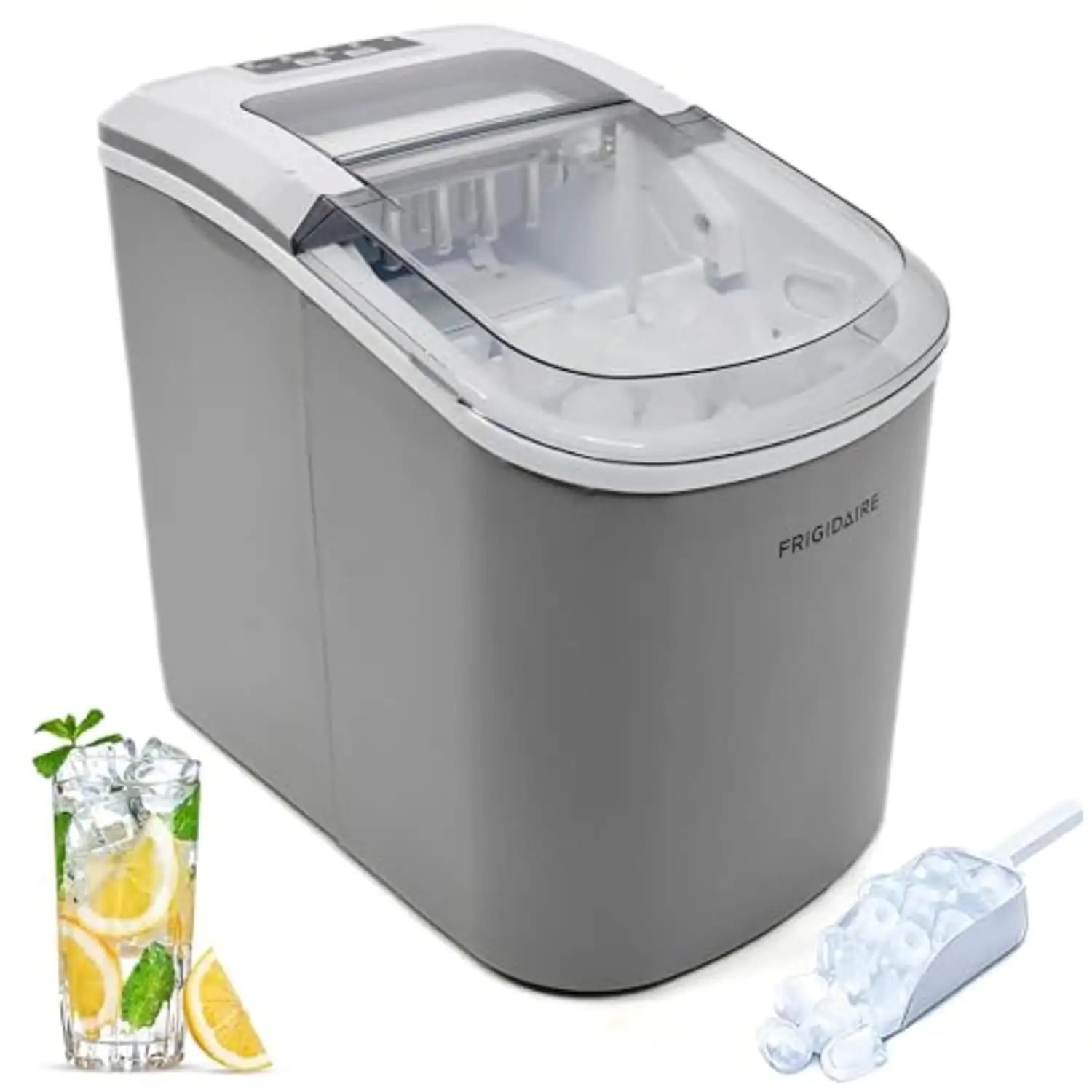 FRIGIDAIRE EFIC189-Silver Compact Ice Maker, 26 lb per Day, Silver ...