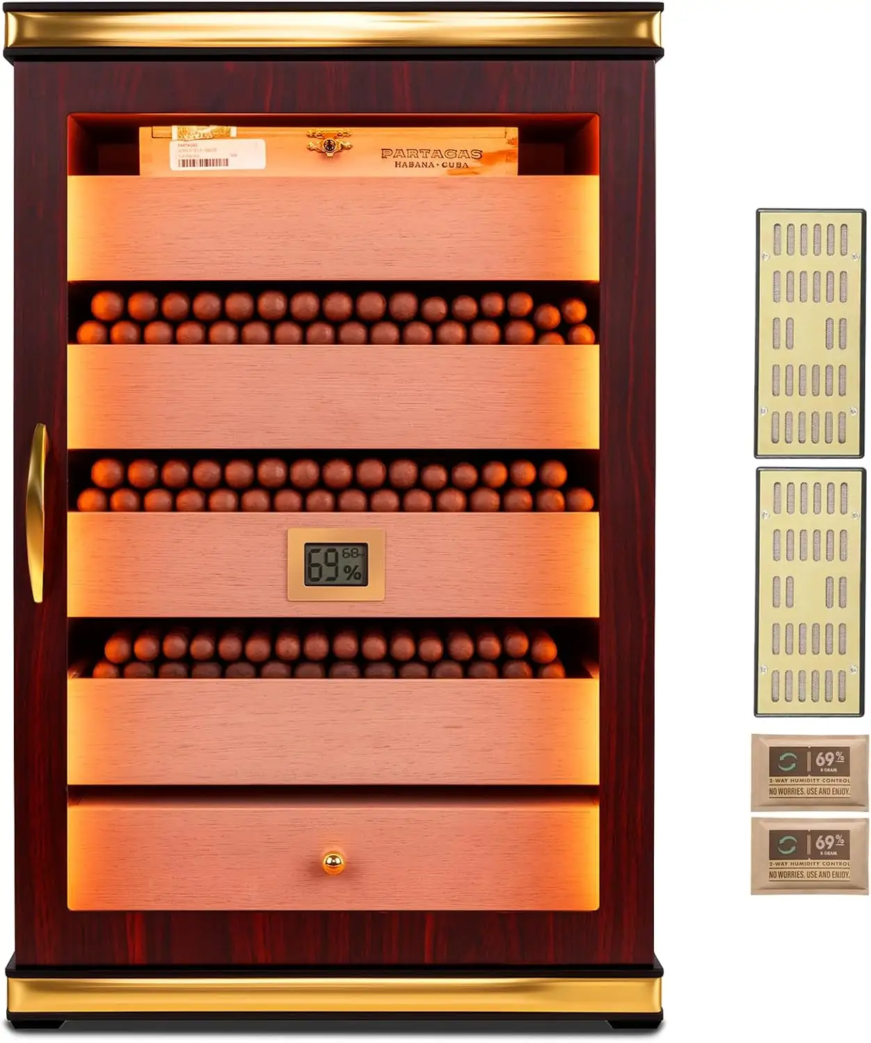 500-Count Cigar Humidor Cabinet with Digital Hygrometer, Gift Set ...
